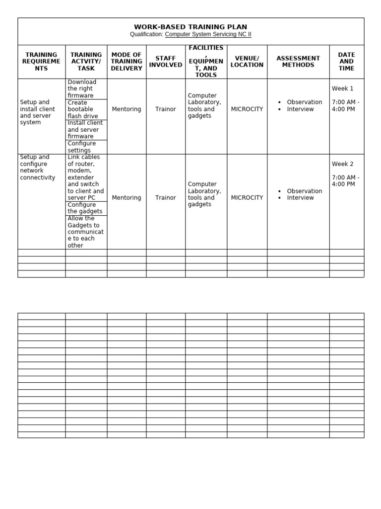Work Plan Temp | PDF