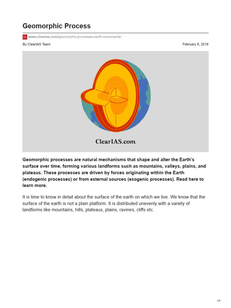 Clearias.com Geomorphic Process | PDF | Erosion | Glacier