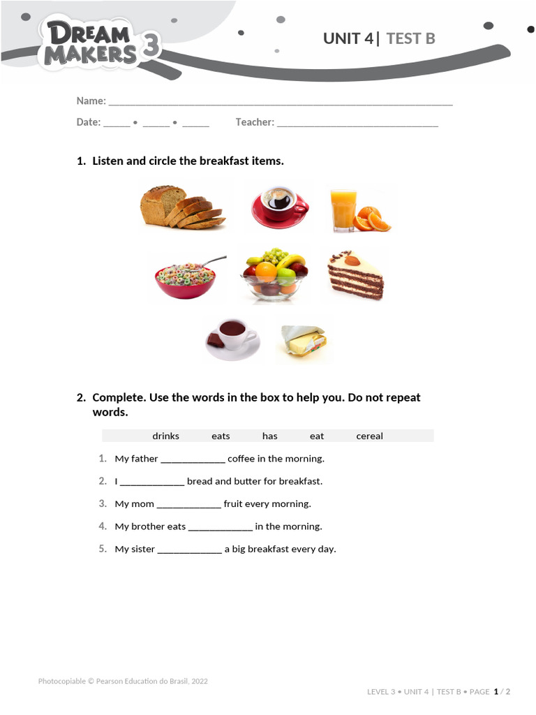 Dream Makers 3 Test 4B | PDF