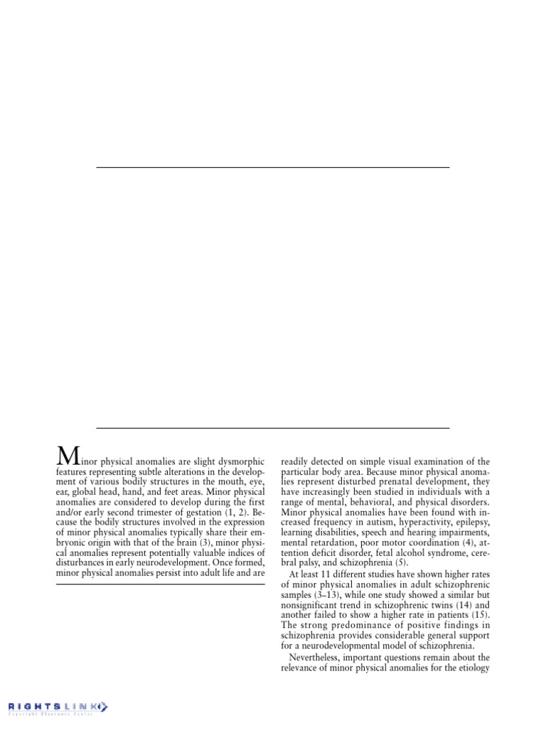 Ismail Et Al 1998 Minor Physical Anomalies in Schizophrenic Patients ...