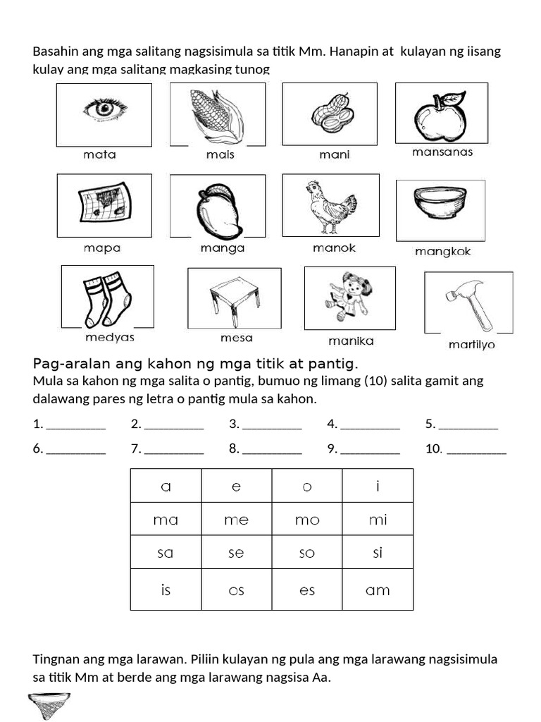 Basahin Ang Mga Salitang Nagsisimula Sa Titik MM | PDF