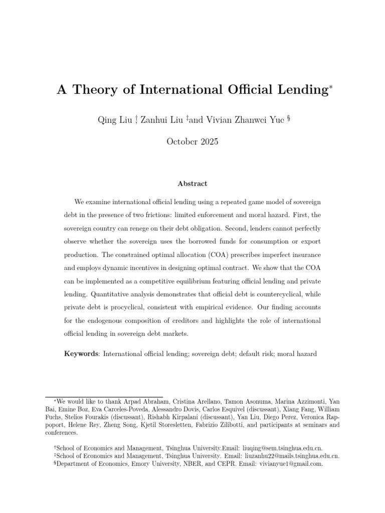Theory of International Official Lending | PDF | Loans | Debt