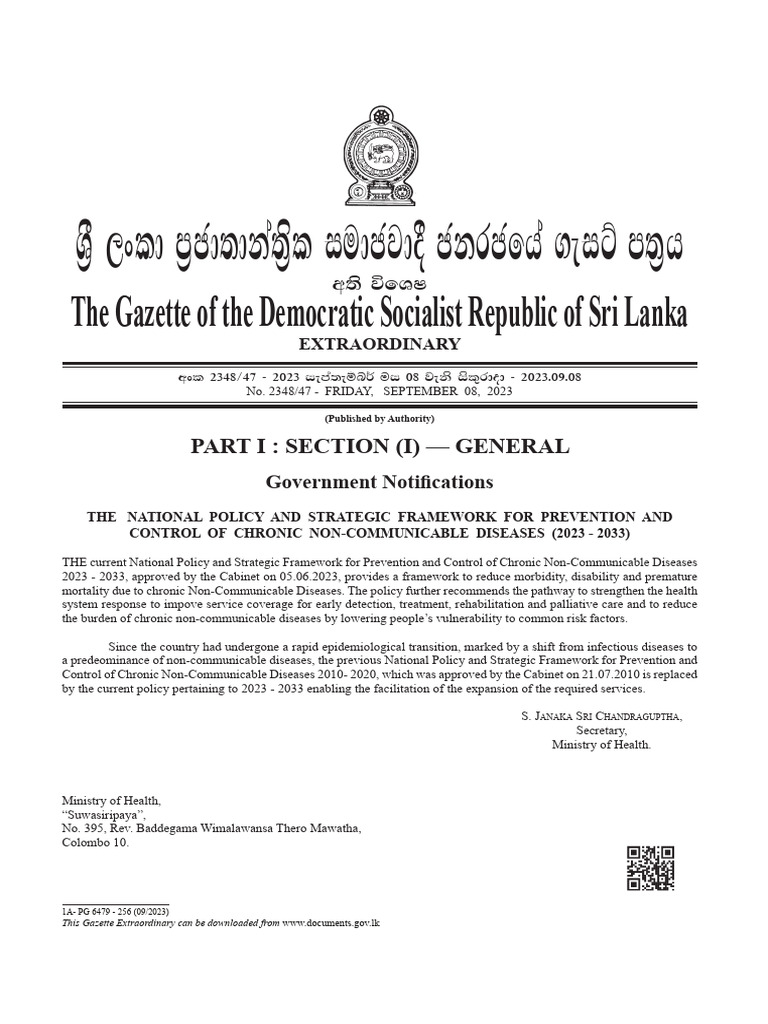 National Policy and Strategic Framework for Prevention and Control of ...