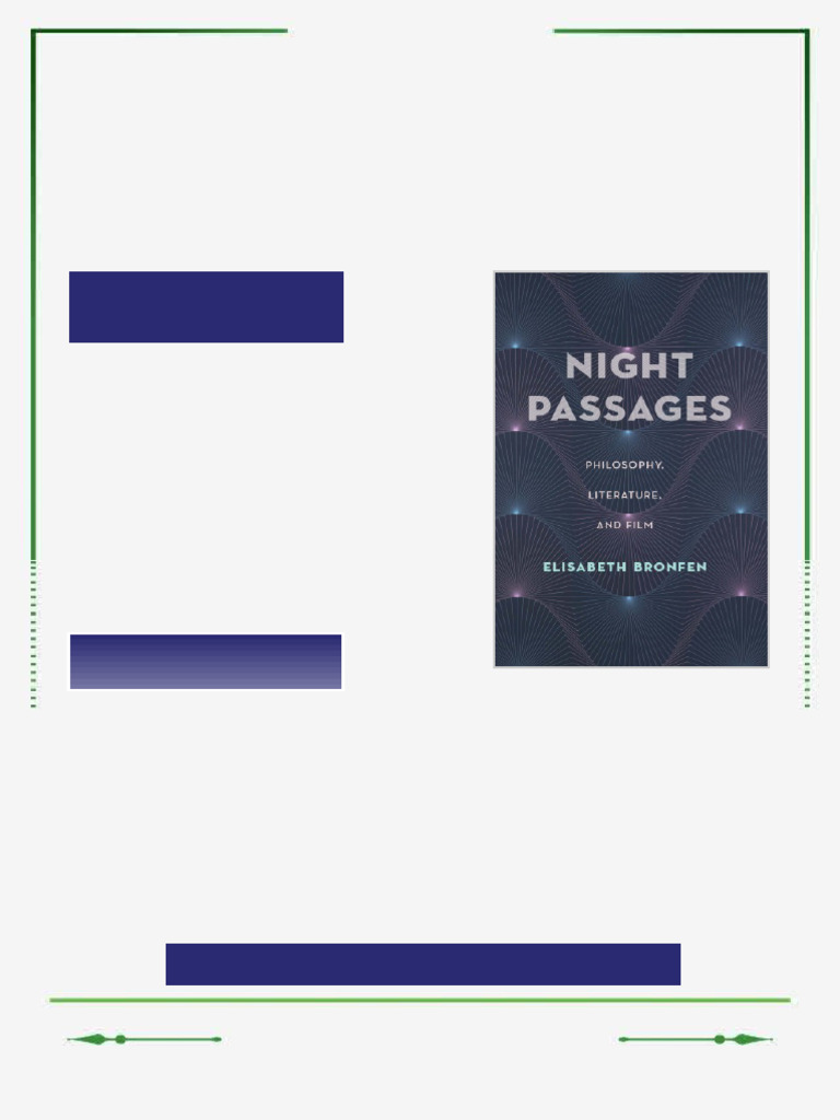 Night Passages Philosophy Literature and Film Elisabeth Bronfen ebook ...