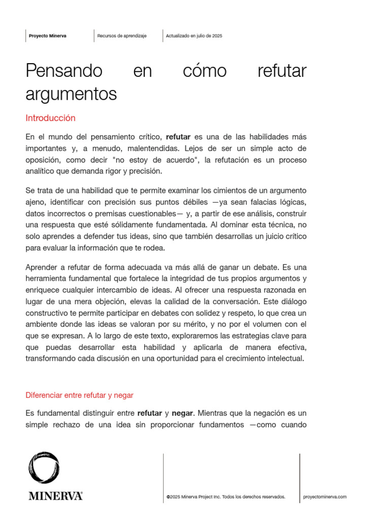 Lectura Pensando en cómo refutar argumentos.docx | PDF | Argumento ...