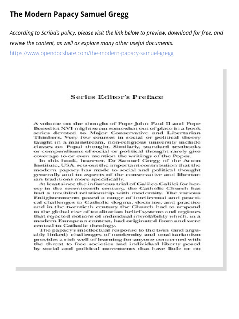 The Modern Papacy Samuel Gregg | PDF | Catholic Church | Protestantism