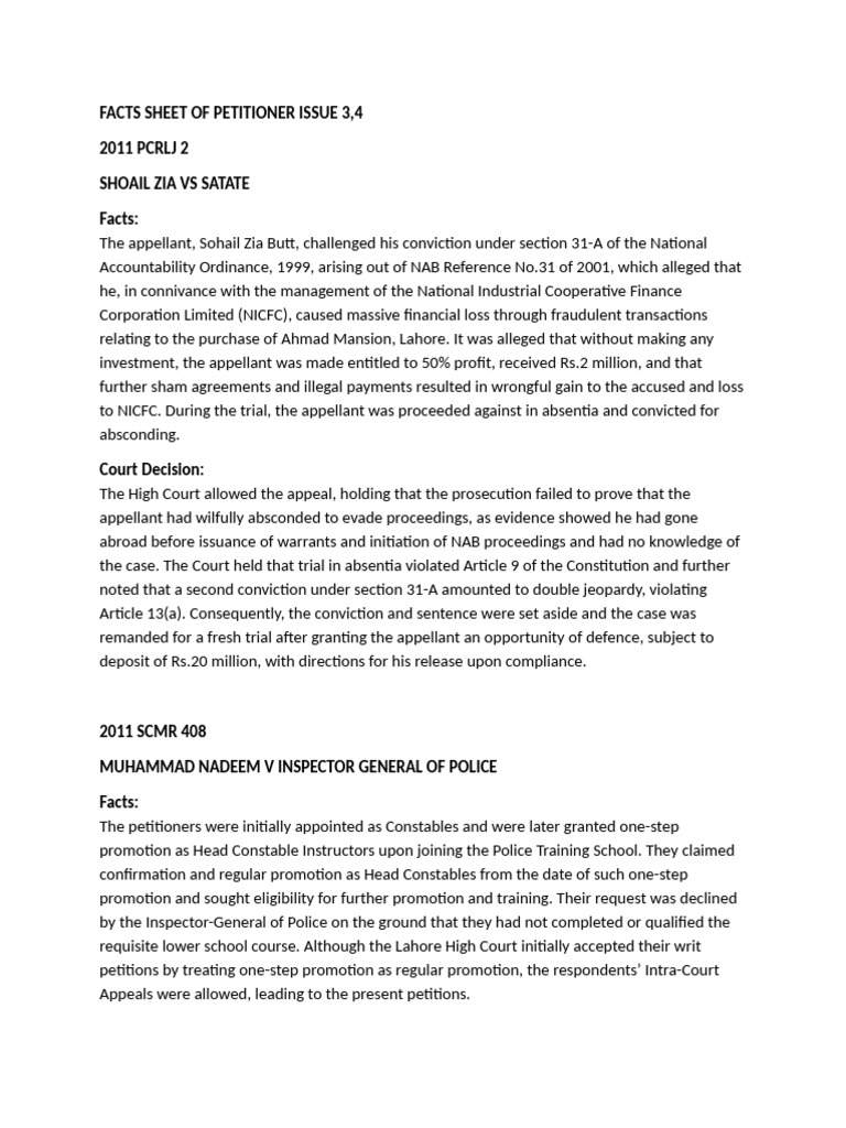 Facts Sheet of Petitioner Issue 3,4 (1) | PDF | Judgment (Law) | Appeal