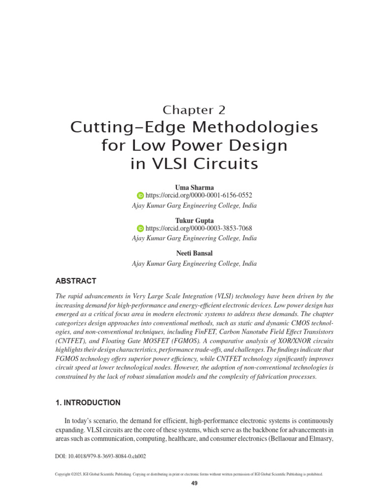 Low-Power-Design, VLSI technology, technology, FGMOS, CNTFET, CMOS ...