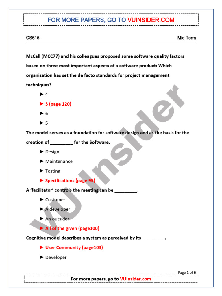 CS615 Mid Term Past Paper 2 | PDF | Software Quality | Usability