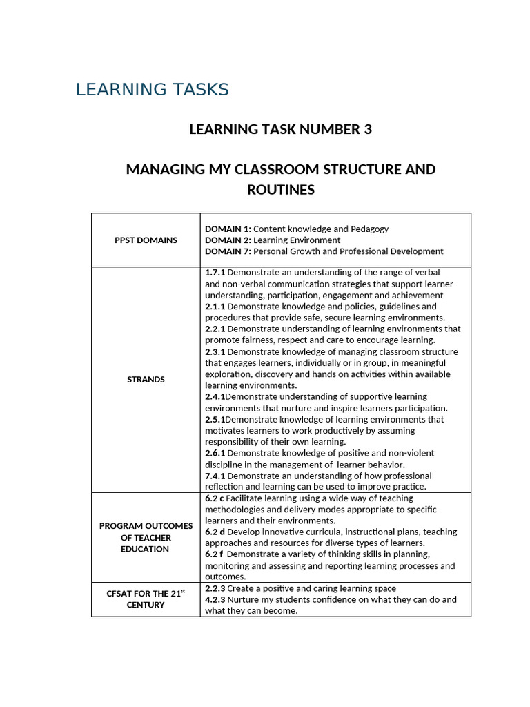 Learning Tasks 3 | PDF | Learning | Education Theory