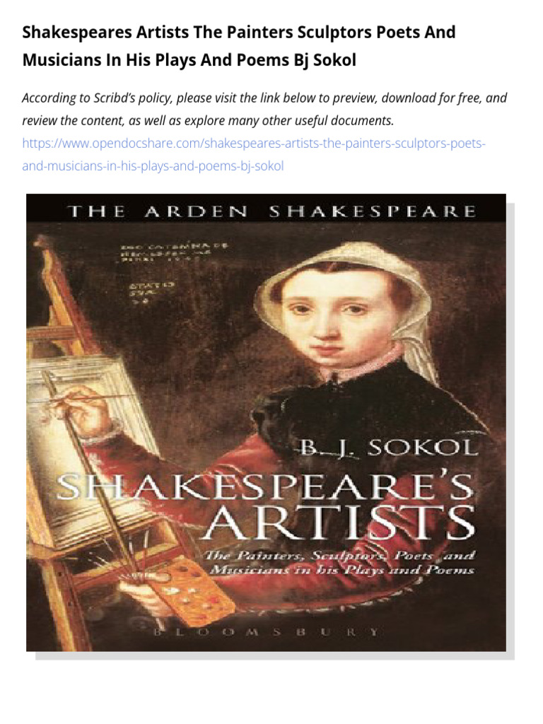 Shakespeares Artists The Painters Sculptors Poets And Musicians In His ...