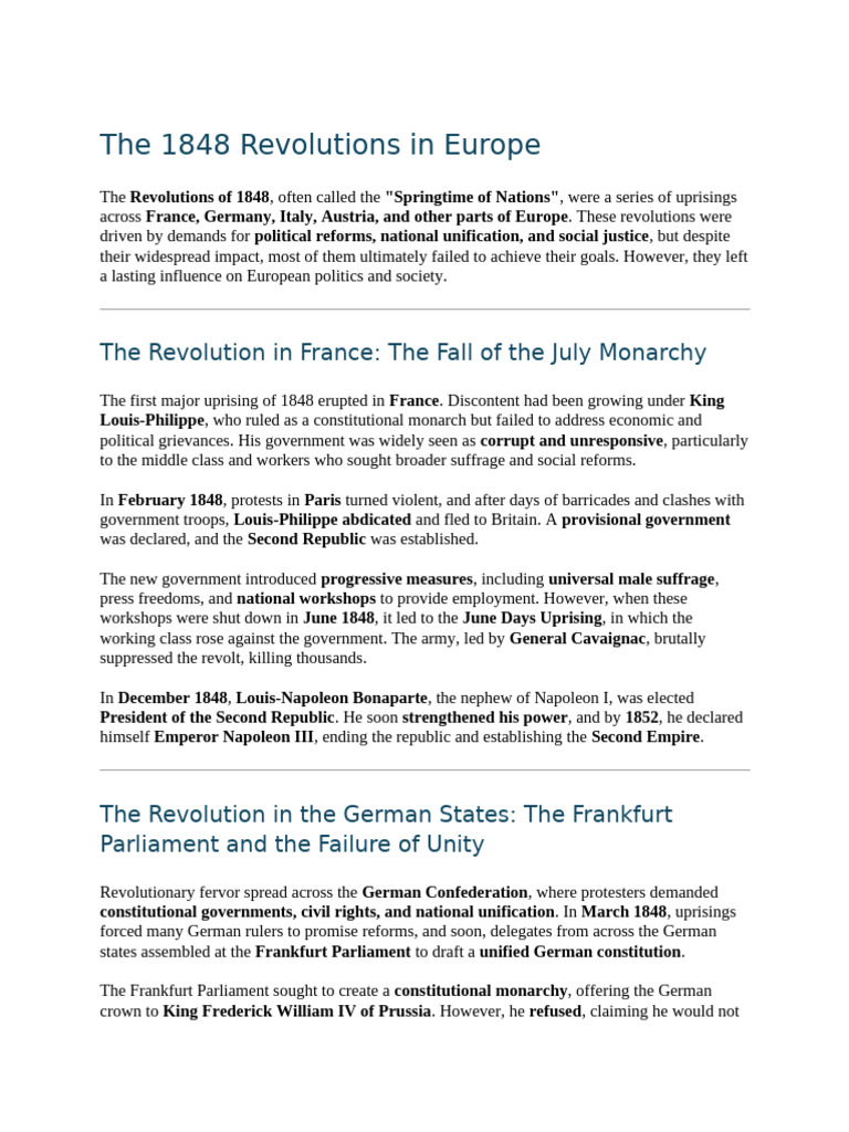 1848 European Revolutions Overview | PDF | German Empire | Nationalism