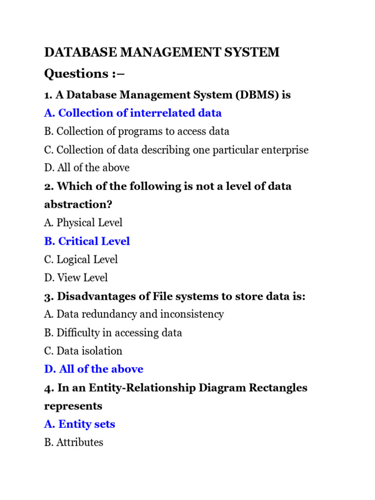 300+ TOP Database Management System Q and A | PDF | Databases | Database Index