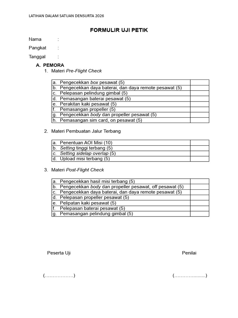 Latihan Densurta 2026: Formulir Uji Petik | PDF
