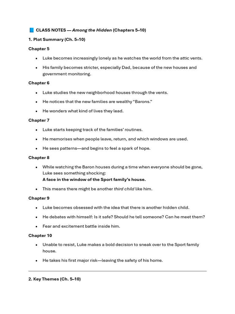Among the Hidden: Chapters 5-10 Summary | PDF