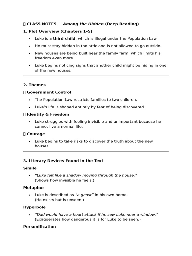Deep Reading Notes: Among the Hidden | PDF | Metaphor