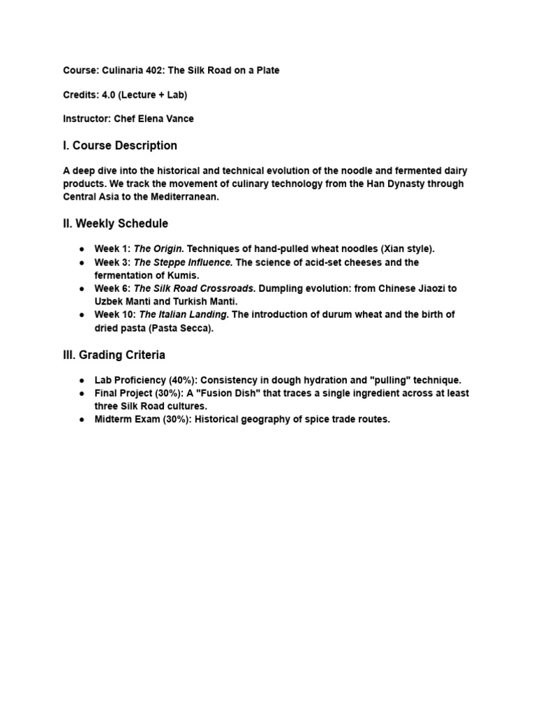 University Syllabus (Culinary Arts) | PDF