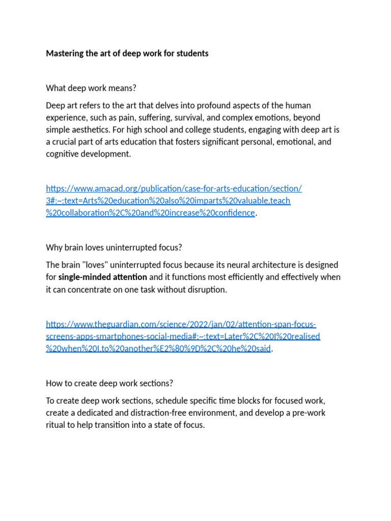 Deep Work Strategies for Students | PDF | Goal | Cognitive Psychology