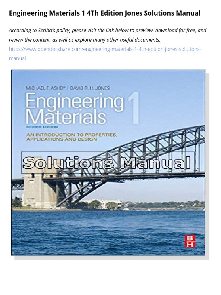 Engineering Materials 1 4th Edition Jones Solutions Manual | PDF