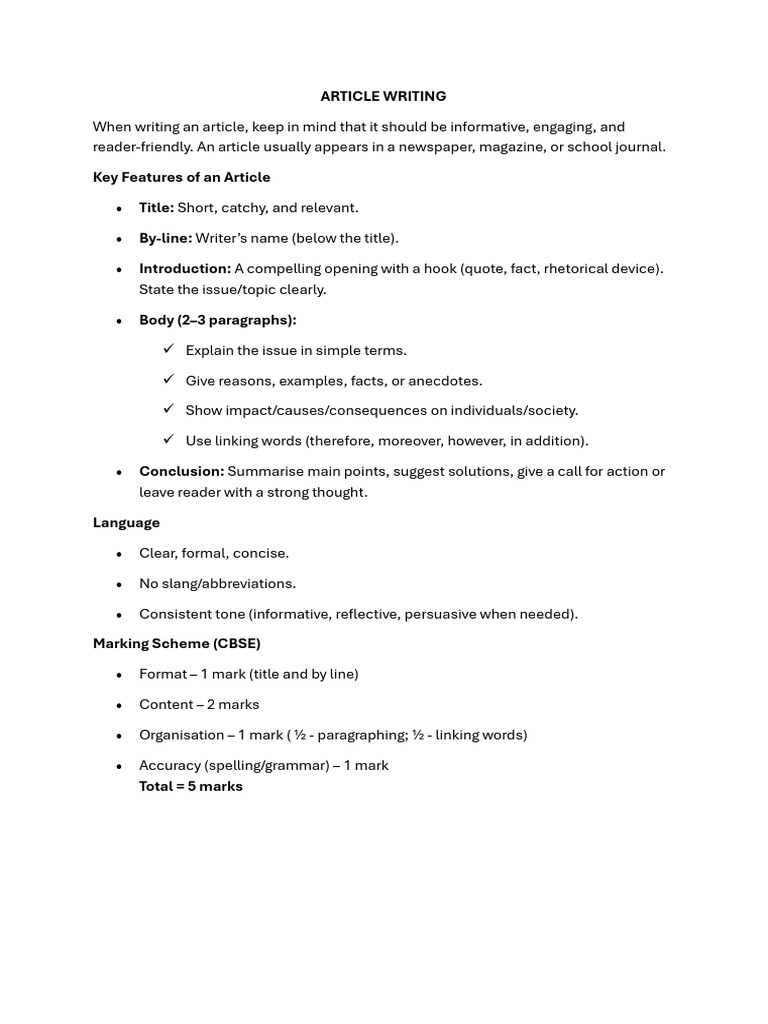 Article Writing Guide and Tips | PDF
