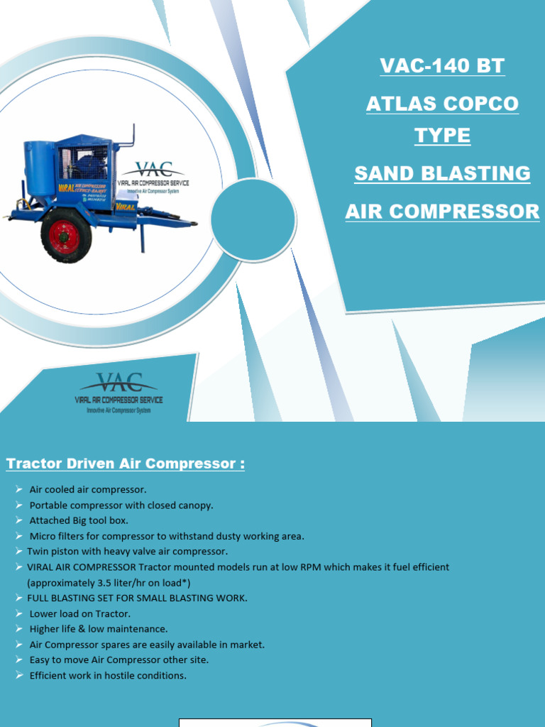 Vac-140bt Atlas Copco Type Sand Blasting Air Compressor | PDF | Drill ...