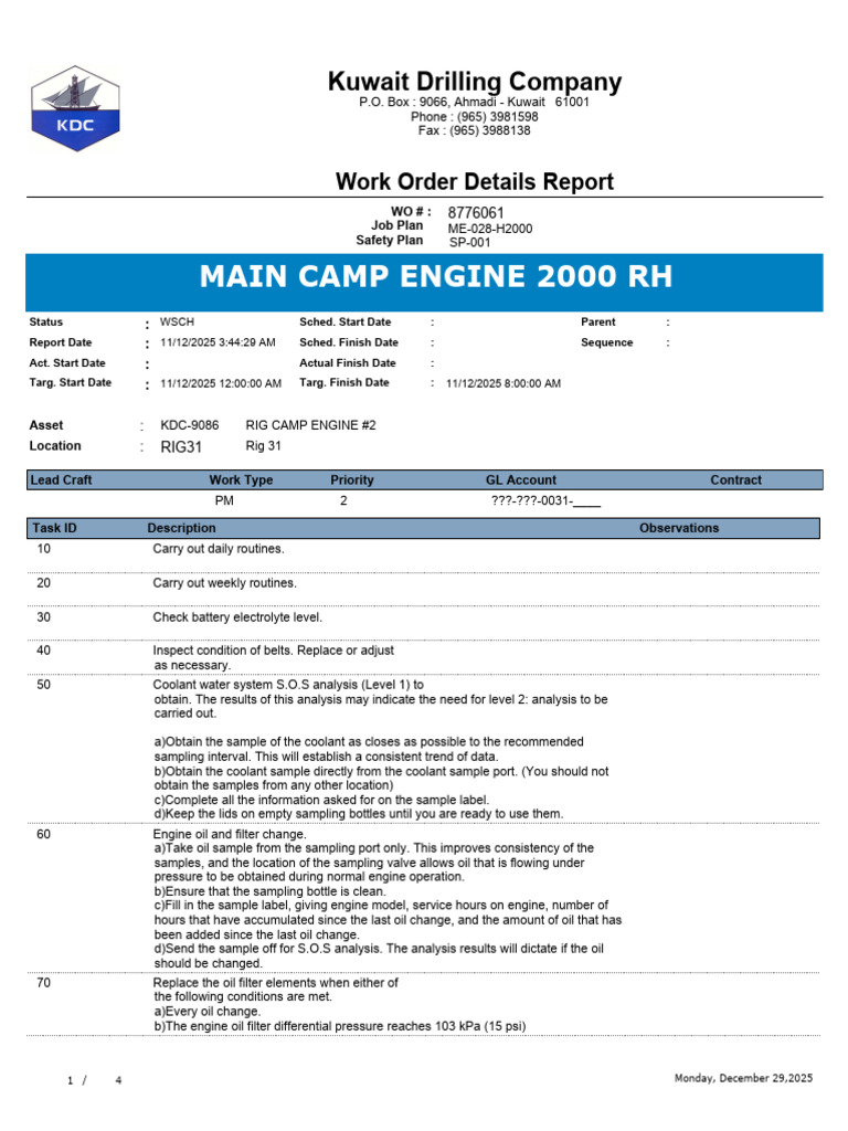 Rig Camp Engine #2 | PDF | Bearing (Mechanical) | Motor Oil