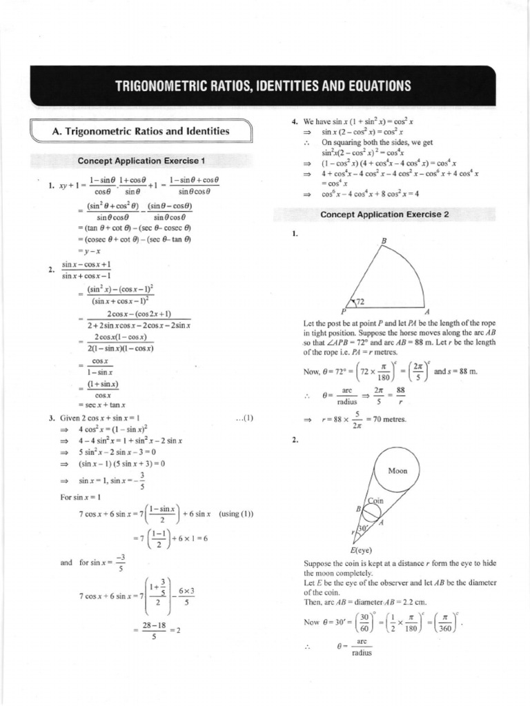 Trigonometric Ratios and Identities Guide | PDF | Trigonometric ...