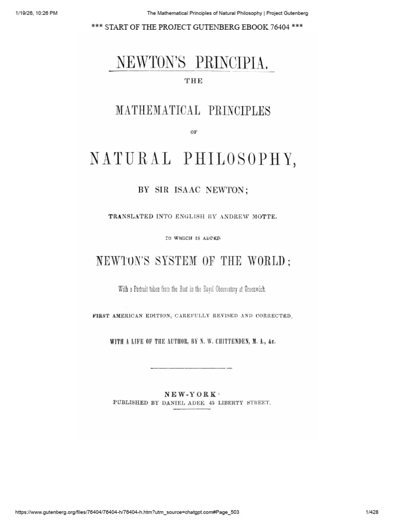 The Mathematical Principles of Natural Philosophy _ Project Gutenberg ...