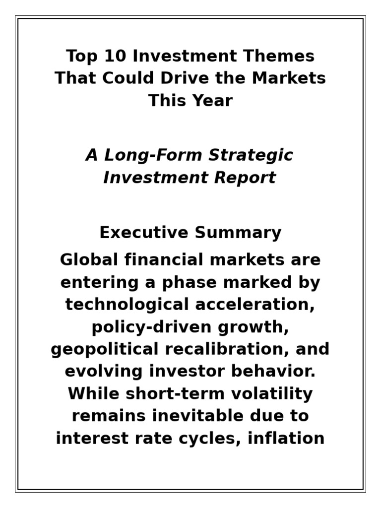 Top 10 Investment Themes That Could Drive the Markets This Year | PDF ...