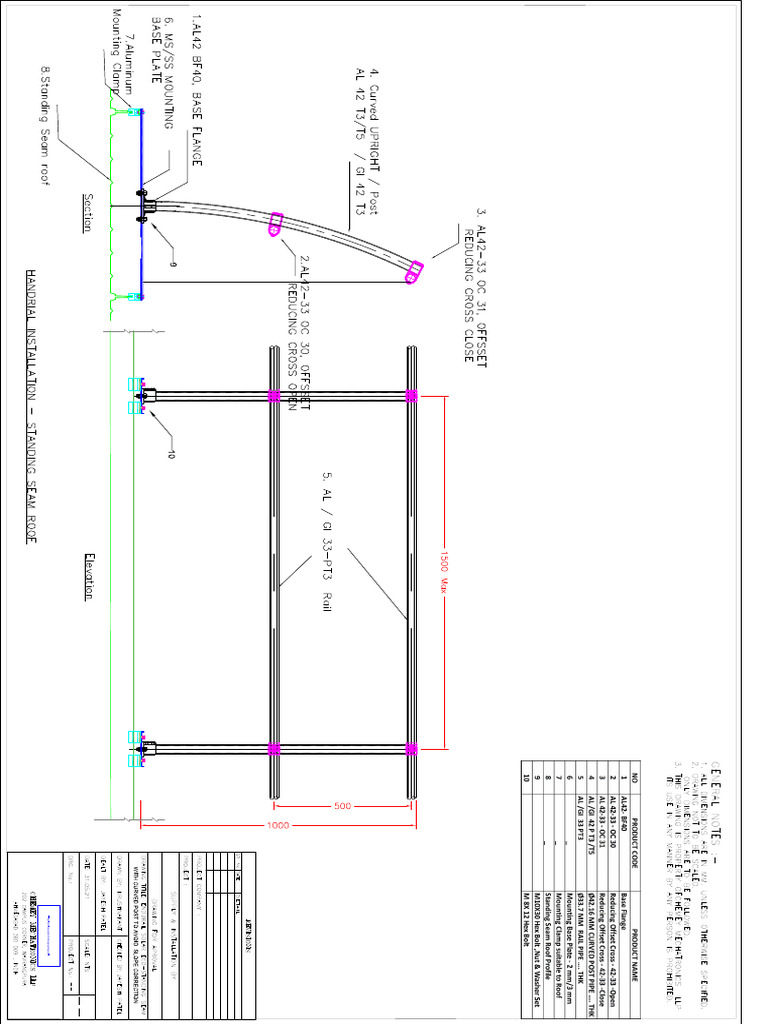EnduRail ECO Solar -Curved Post on STANDING SEAM Roof Typical | PDF