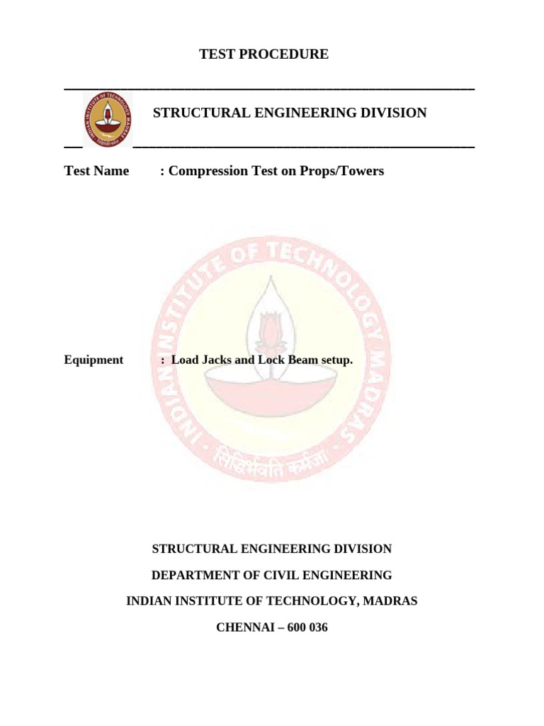 Compression Test Procedure for Props | PDF | Buckling | Structural ...