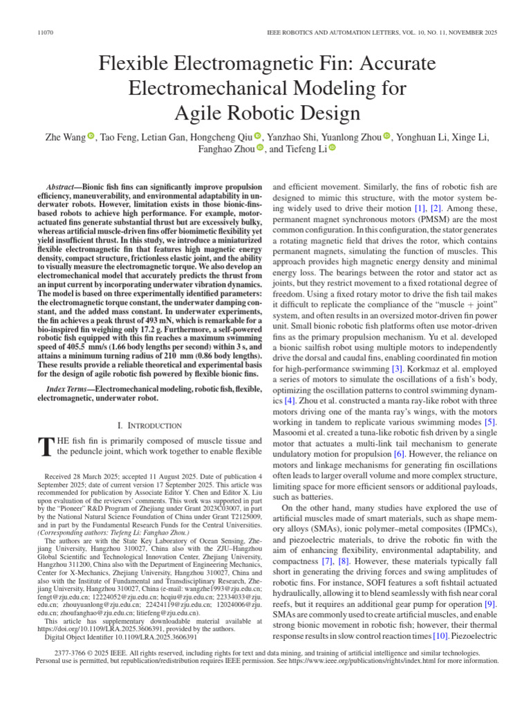 Flexible Electromagnetic Fin for Robotics | PDF | Electric Motor | Inductor
