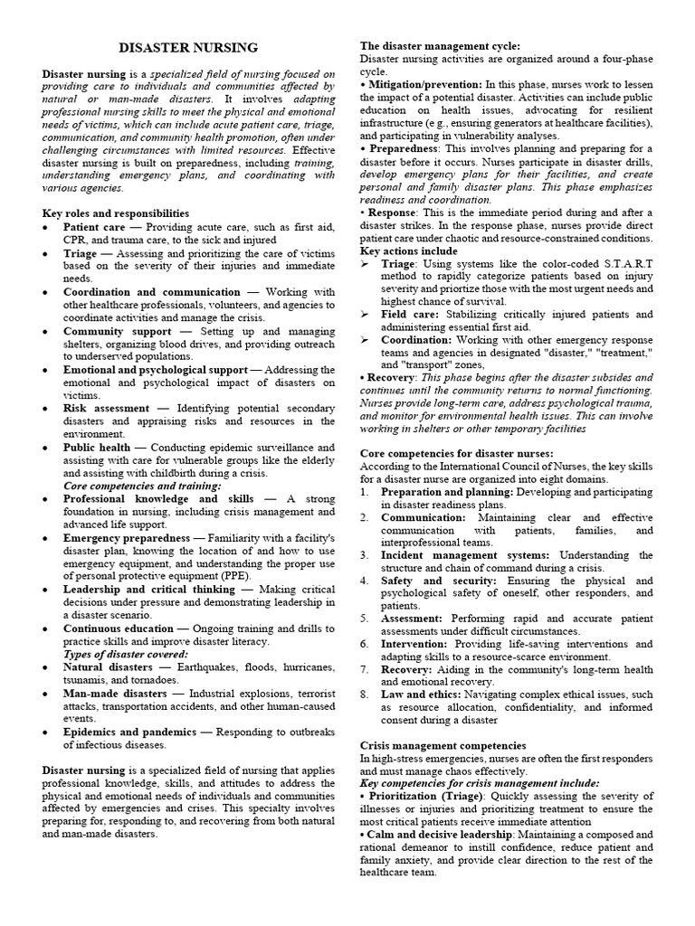 Disaster Nursing | PDF | Cardiopulmonary Resuscitation | Emergency ...