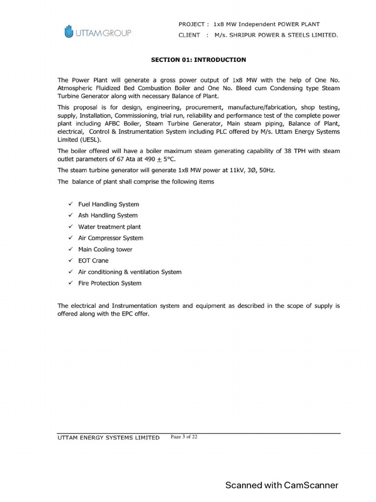 1_Shripur Power - 8 MW Complete EPC Offe | PDF