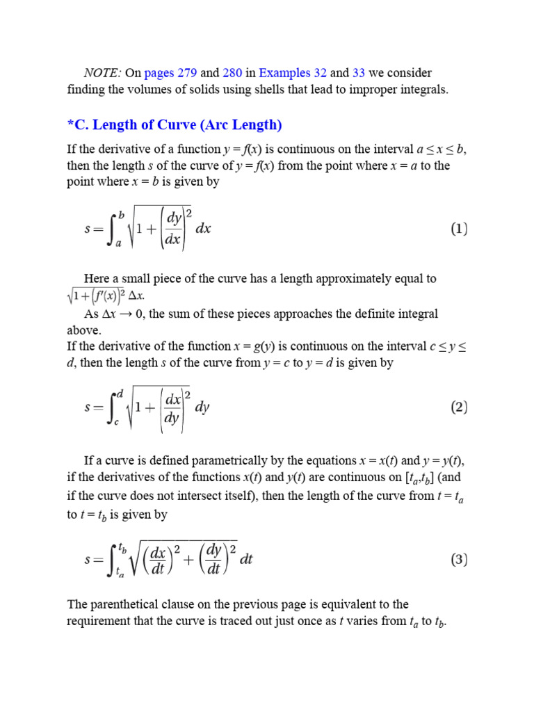 Arc Length, Improper Integrals Barrons' | PDF | Integral | Limit ...