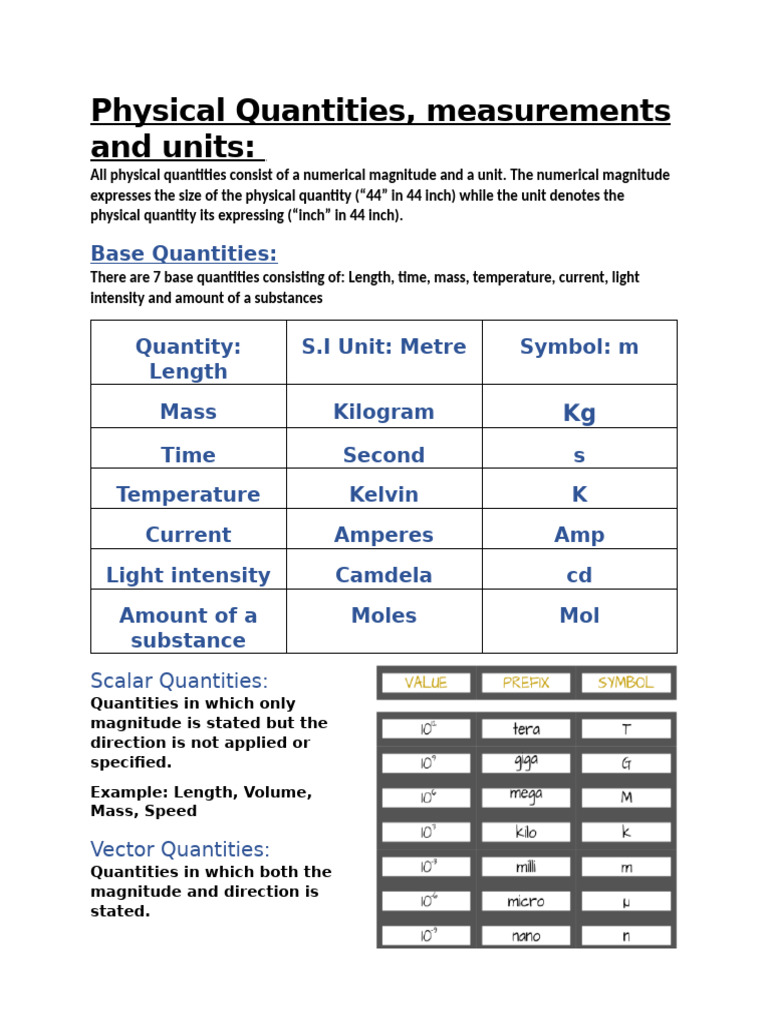 Understanding Physical Quantities and Measurements | PDF | Force | Gases