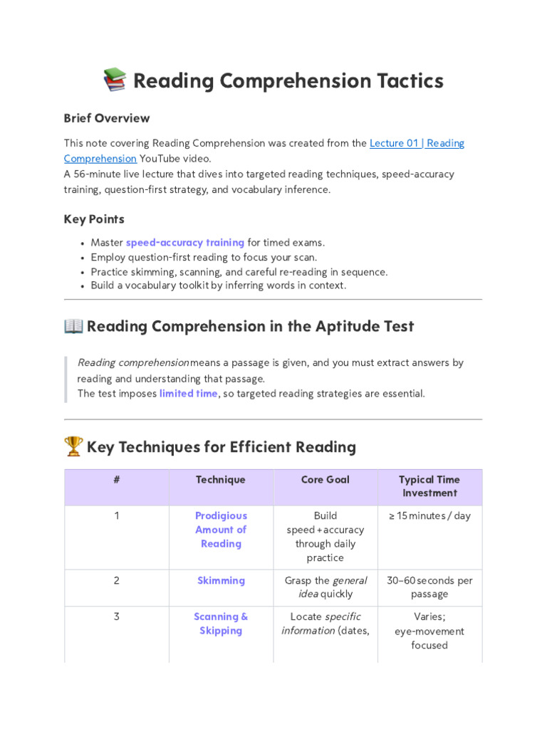 Reading Comprehension Strategies Guide | PDF | Speed Reading | Reading ...