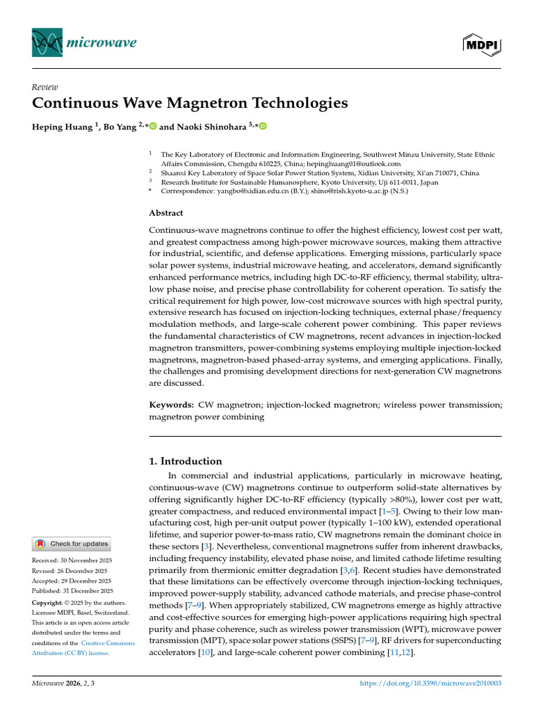 Advances in Continuous Wave Magnetrons | PDF | Microwave | Amplifier