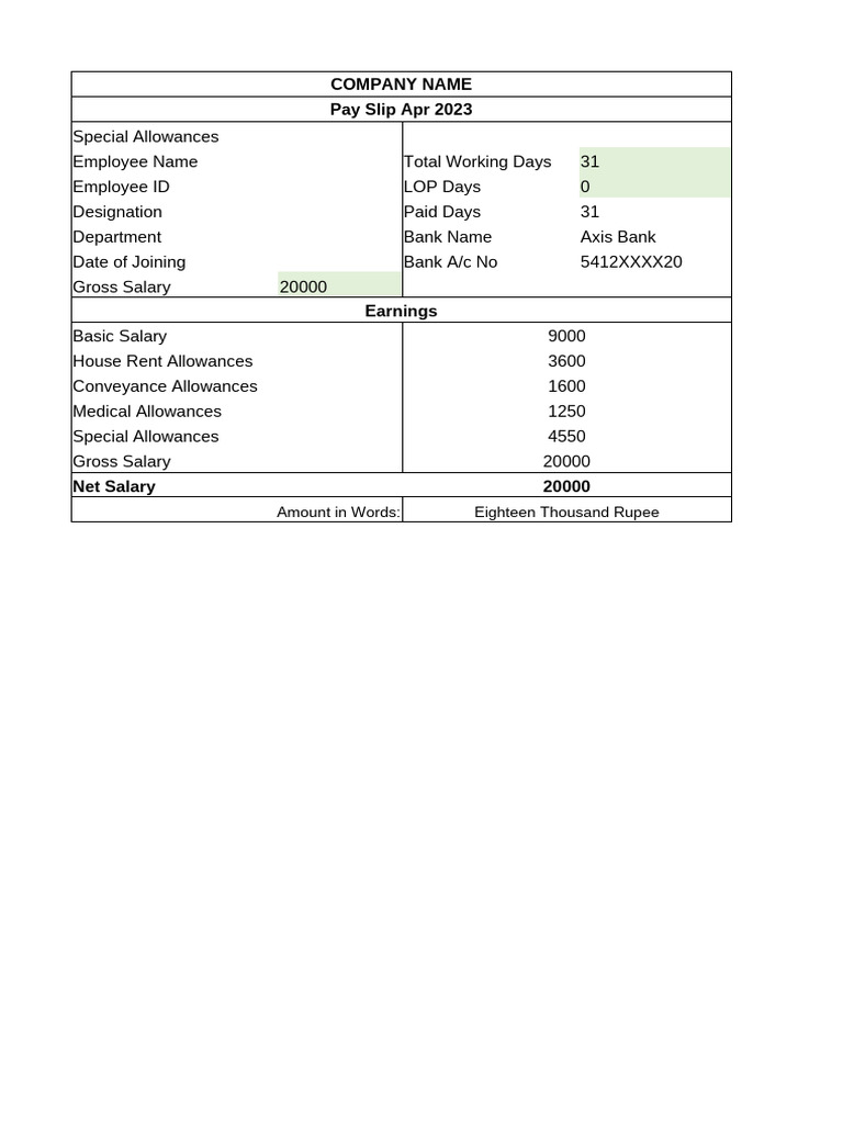 April 2023 Pay Slip Details | PDF