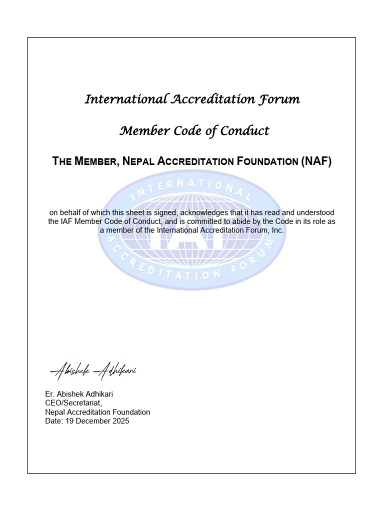 Nepal Accreditation Foundation Code of Conduct | PDF