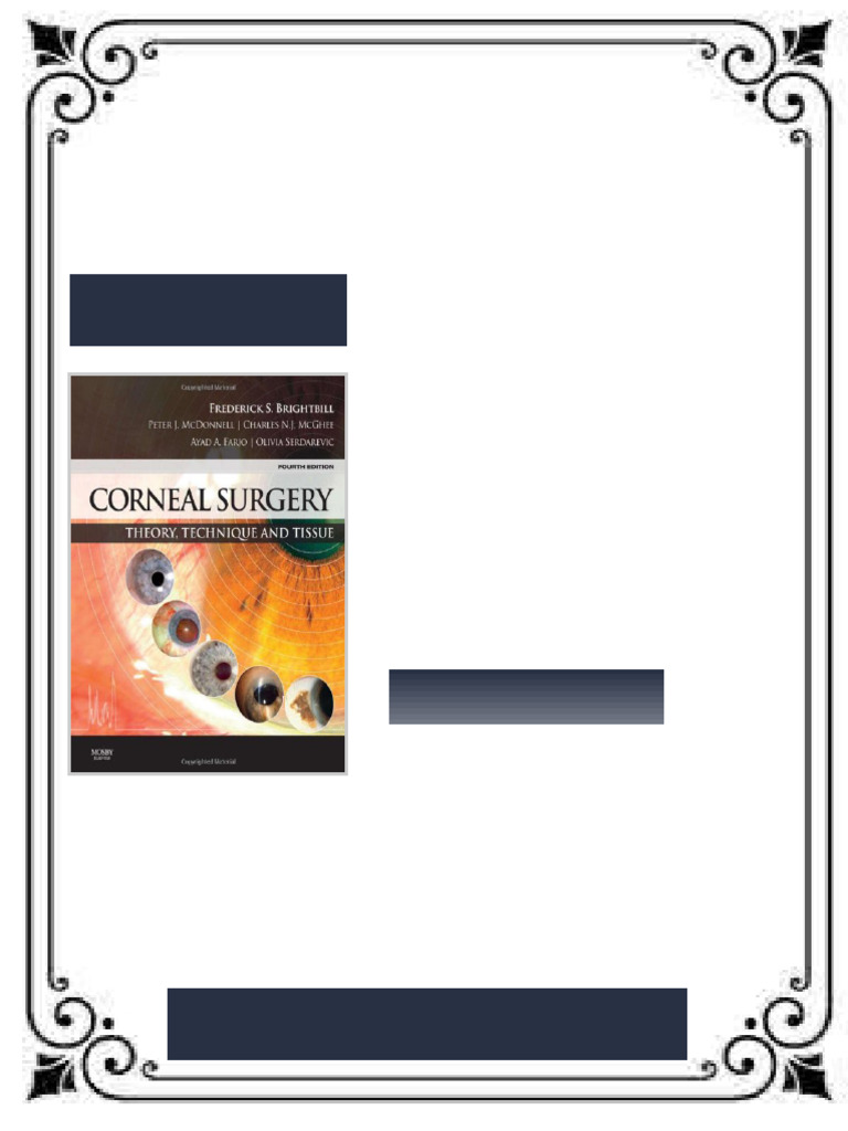 Corneal Surgery Theory Technique and Tissue 4e 4th Edition Frederick S ...