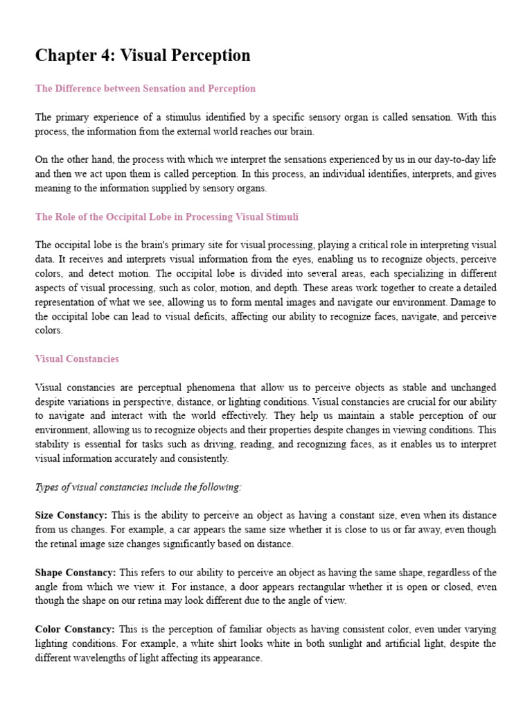 Understanding Visual Perception Concepts | PDF | Perception | Illusion