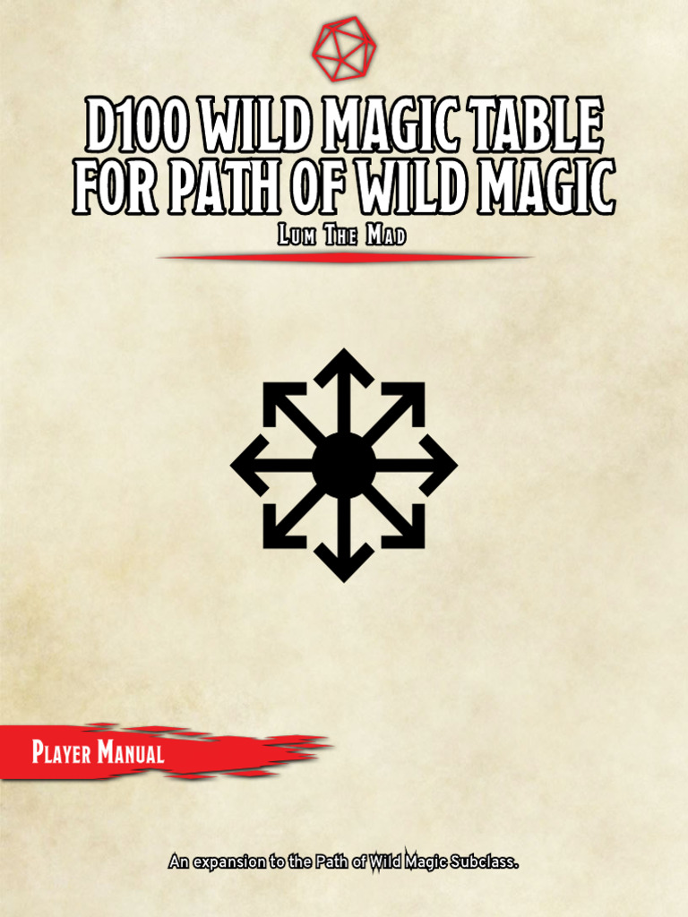 Barbarian Wild Magic Table - The Homebrewery | PDF