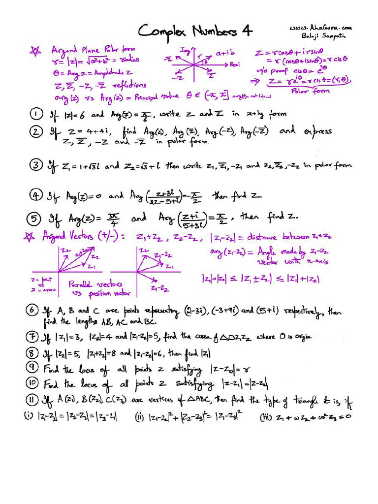 WS021-11-M-26Q-Complex Numbers IV-12 Dec 2024_1734008949685_SY73H | PDF