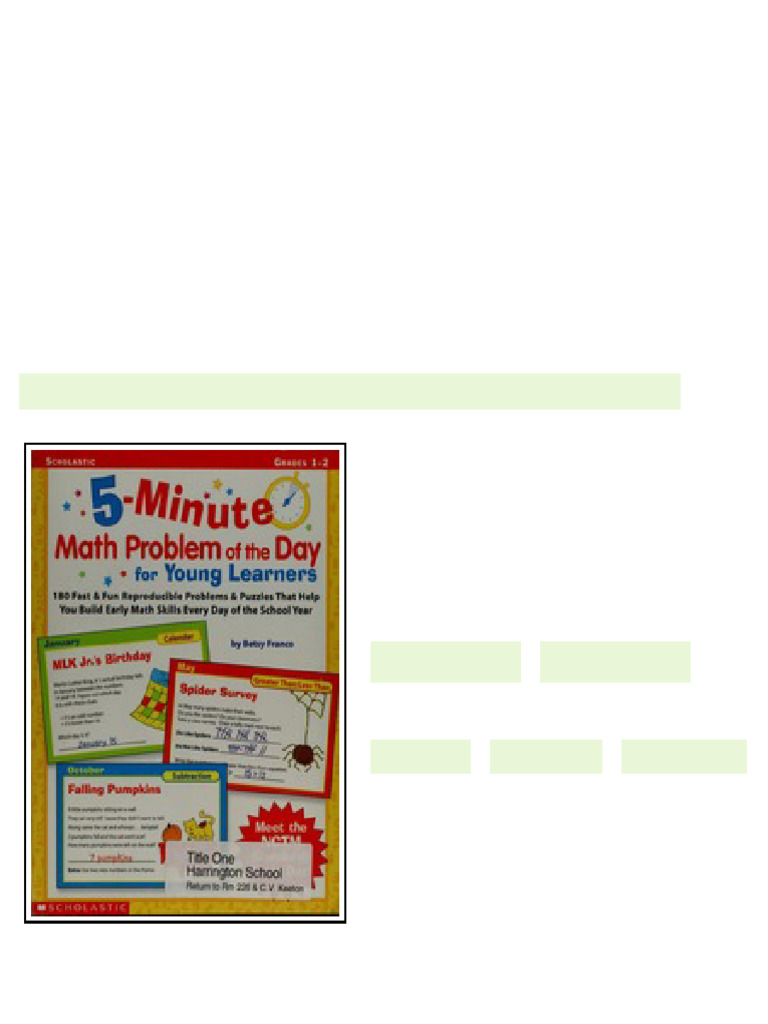 5-minute math problem of the day for young learners : 180 fast & fun ...