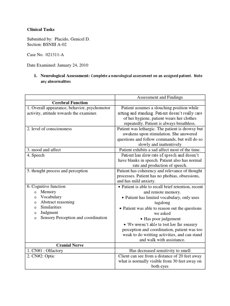 Neurological Assessment | Senses | Balance (Ability)