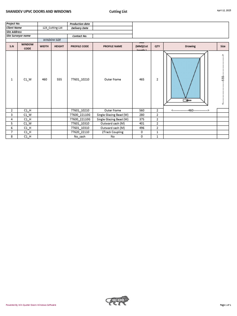 123 Cutting List | PDF