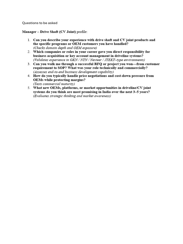 Questions to Be Asked | PDF