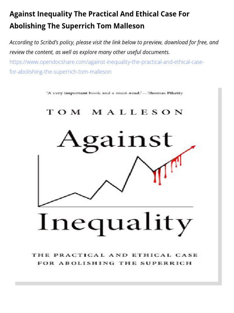 Against Inequality The Practical And Ethical Case For Abolishing The ...