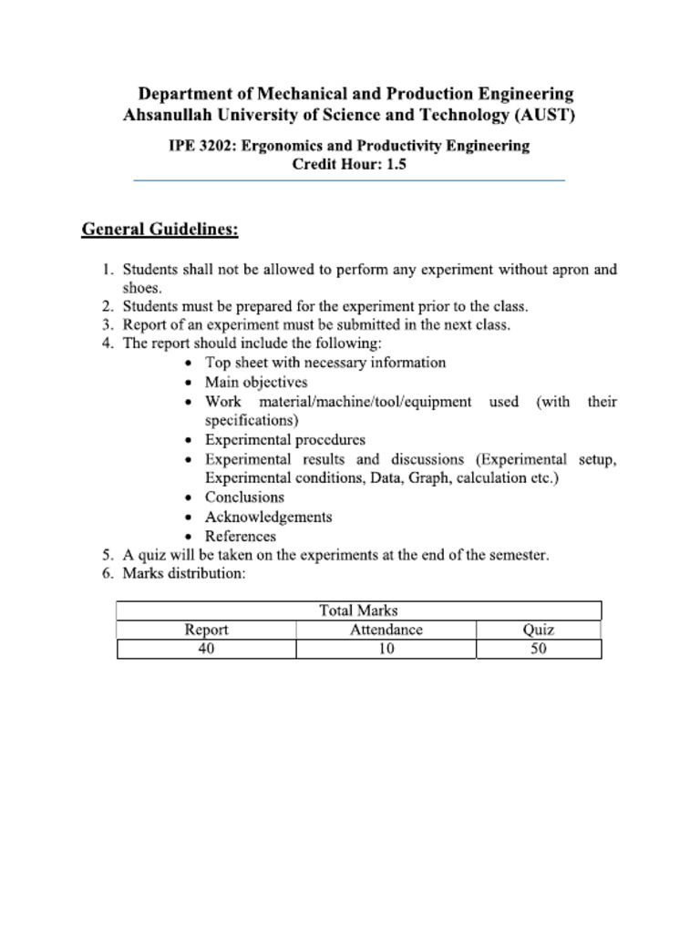 IPE 3202 (Ergonomics and Productivity Engineering) | PDF